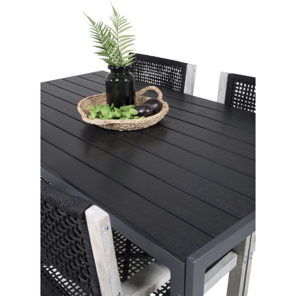 Ervalla Spisegruppe (150x90) - Whitewash/Sort - 4 Stoler - 10995,- - Utendørsbespisning ...